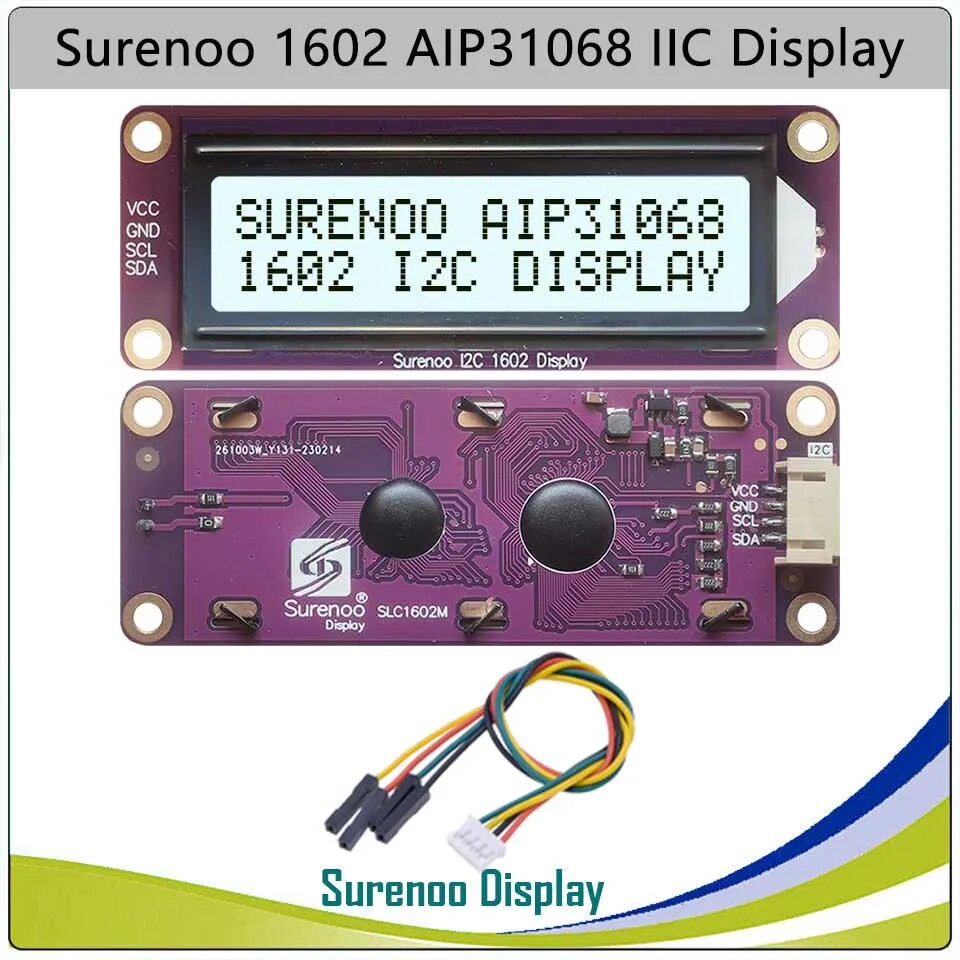 SURENOO 1602 I2C LCD Display SLC1602M-FPW-I2C