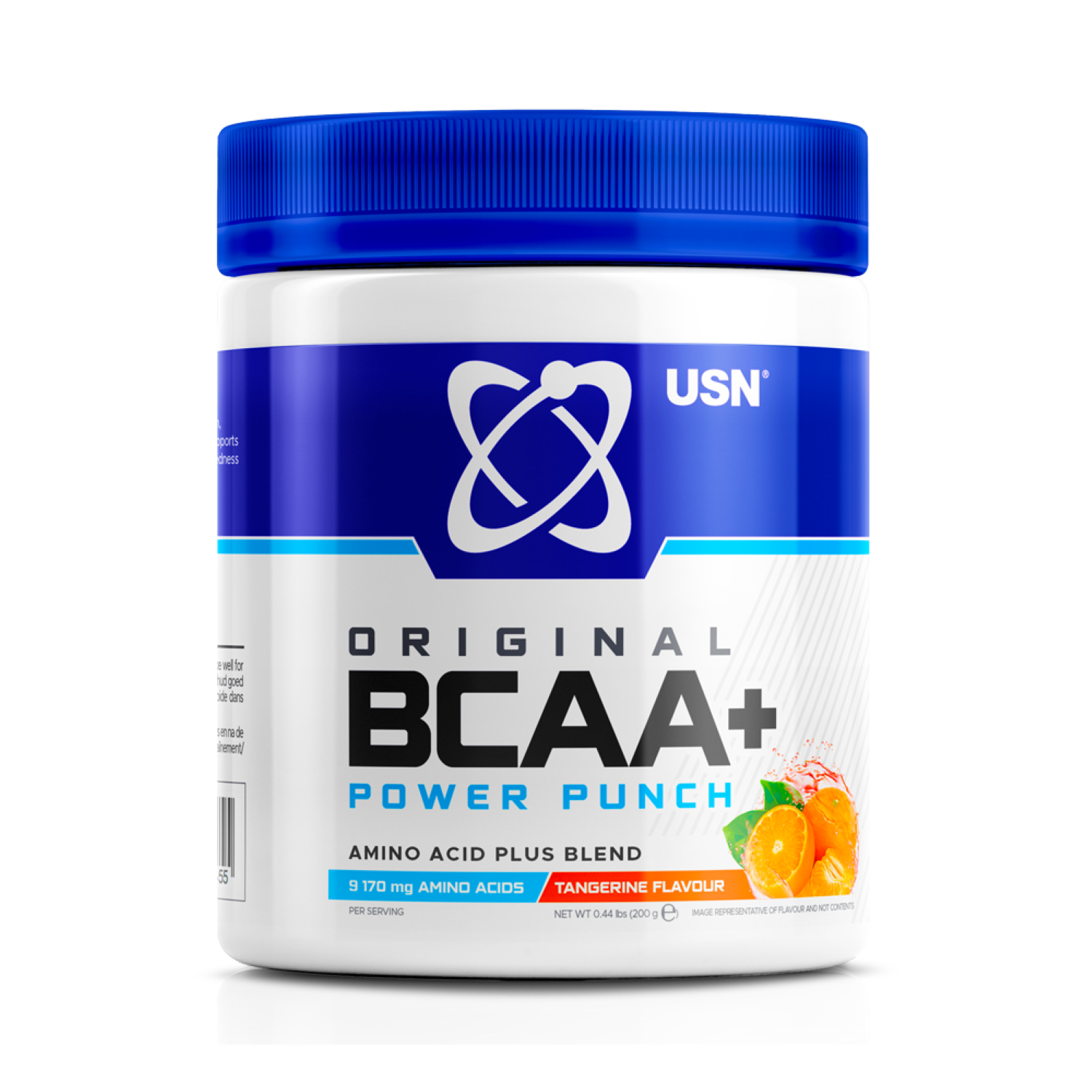 USN Аминокислоты BCAA (БЦАА) + Power Punch 200 грамм, Быстрорастворимые (Мандарин)