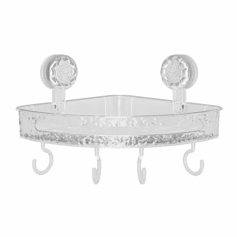 Вертикальная прямоугольная полка "Ледник" с присосками, не требует сверления, прозрачно-белая, 1 шт.