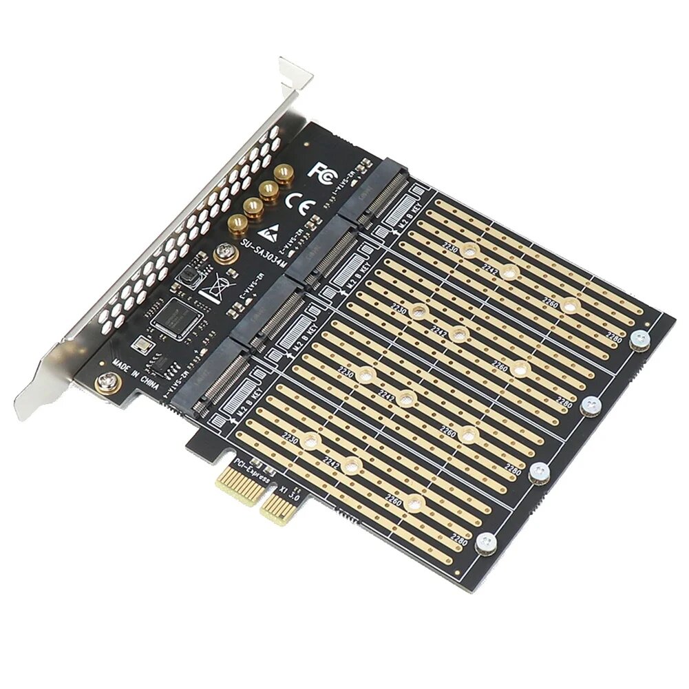 Адаптер PCIe — NVME B Key M2 M.2 4-портовый NGFF SATA SSD 10 Гбит/с — адаптер PCI Express X1 Карта расширения PCI-E M.2 Riser-AB01