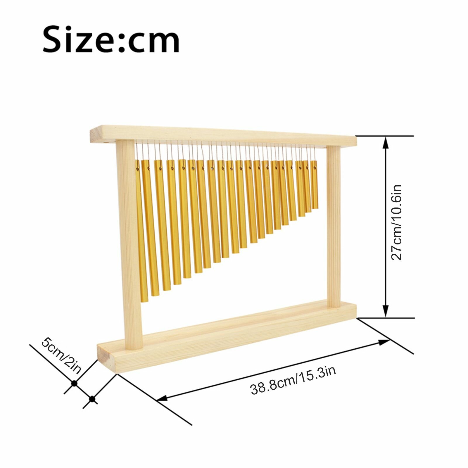 Музыкальный перкуссионный инструмент "Ветровой звонок" с 20 пластинами, деревянным стойком и палочкой, материалы: дерево, медь, пластик, цвет: