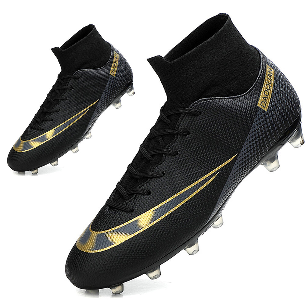 Клеи для футбола и футзала для молодежи и мужчин, дышащие, антискользящие, со шпильками, для тренировок и игр с мячом, Черный/Белый/Синий, размеры EU 39/40/41/42/43/44, US 6/7/8/8.5/9.5/10, материал PVC+Руббер, 1 пара обуви