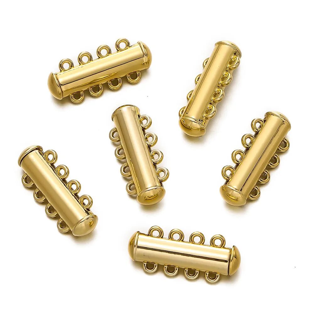 Замок/ застежка слайдер для украшений 5 шт, Для многорядных браслетов. размер 10.5x20 мм, цвет золото.