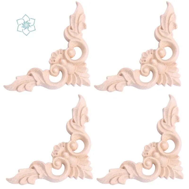 (A V T U) 4шт 8 x 8см деревянные резные угловые накладки мебель украшения дома неокрашенные аппликации