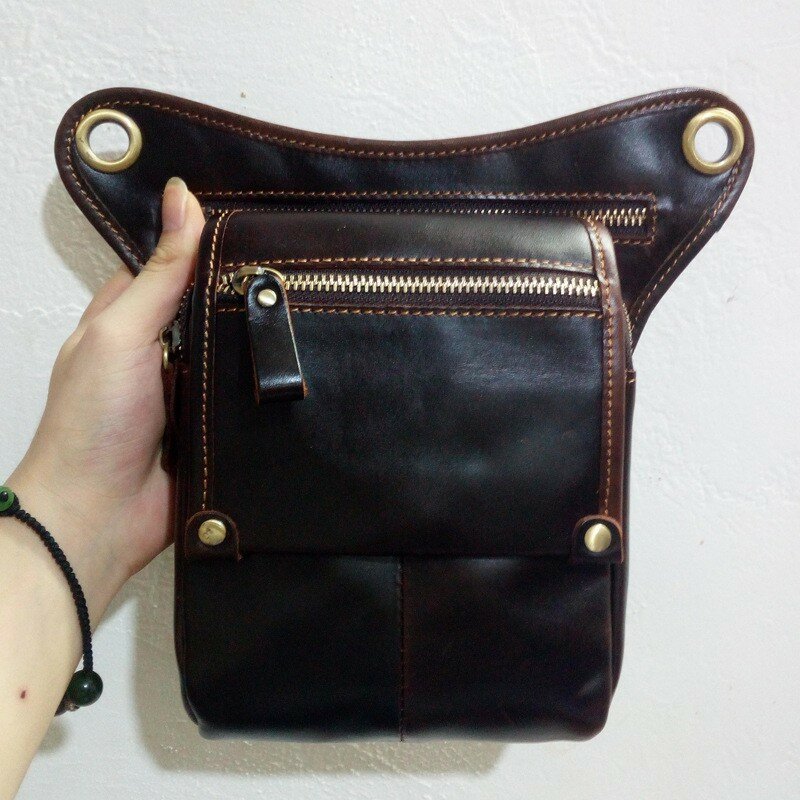 Мужская поясная сумка из натуральной кожи верхнего слоя, тактическая сумка на ногу из кожи Crazy Horse, ретро сумка через плечо, сумка для телефона