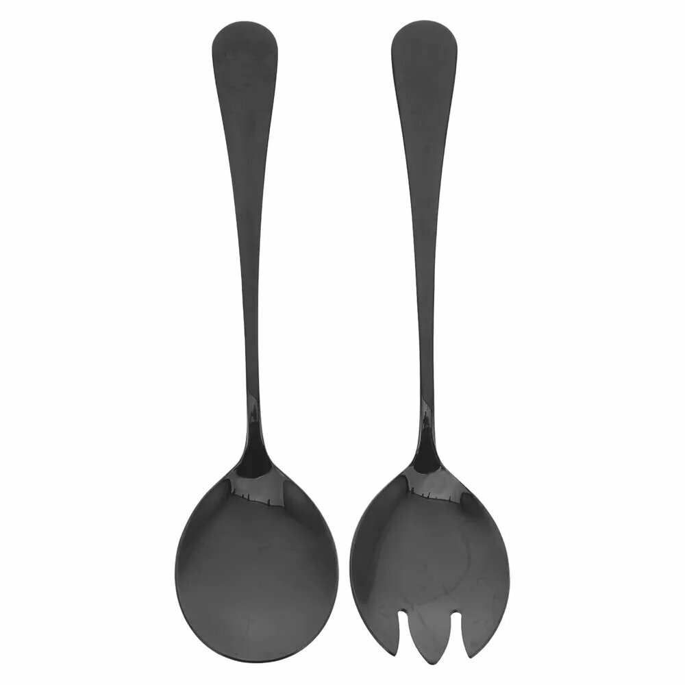 Набор вилка и ложка для салата черный