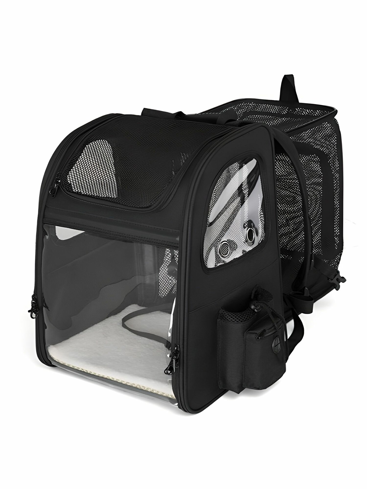 Большой рюкзак-переноска для кошек и собак размером 45х35х30 см, черного цвета.