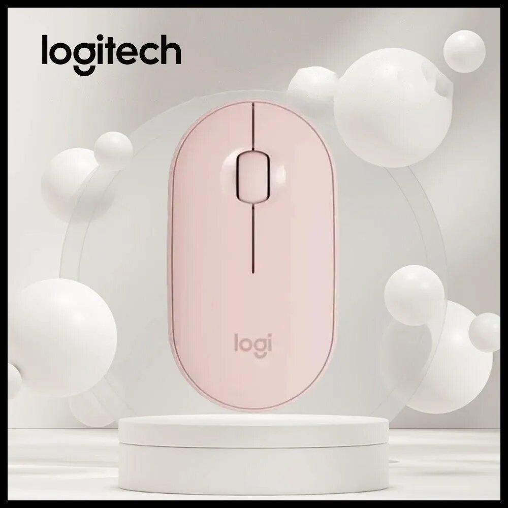 Logitech Мышь беспроводная Pebble M350, светло-розовый