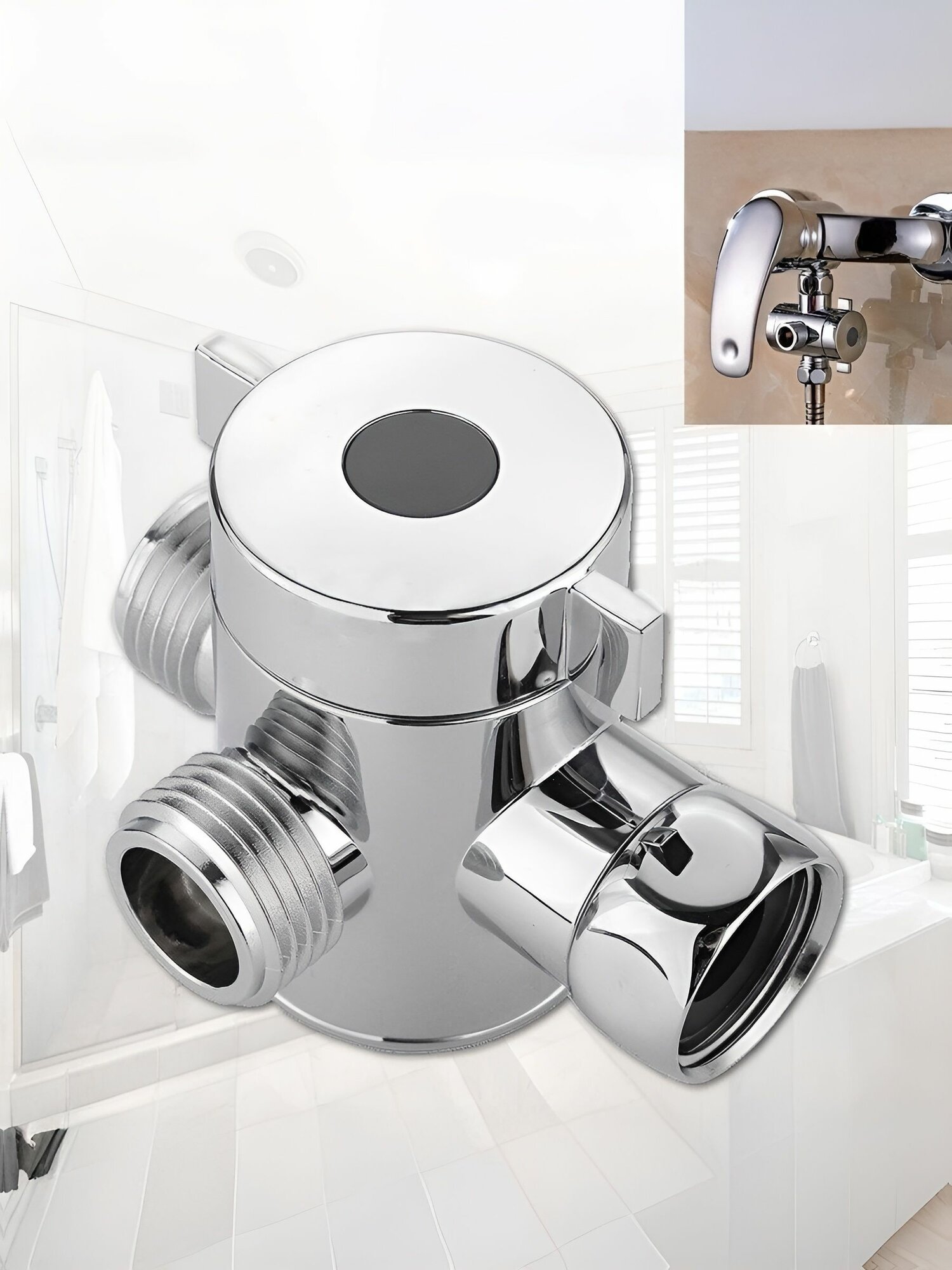 GJX Трехходовой Т-образный адаптер клапан для биде и душа 1/2 дюйма для туалета, хромированный