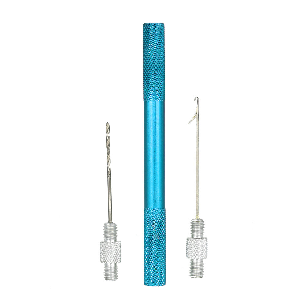 Набор игл для ловли карпа из алюминиевого сплава 2 в 1 Hair Rig: шнуровальная игла и дрилл, материал: ручка из алюминиевого сплава, ножка из нержавеющей стали и железа, цвета: черный, серебристый, оливковый, синий, золотой, красный (выбор), размер: