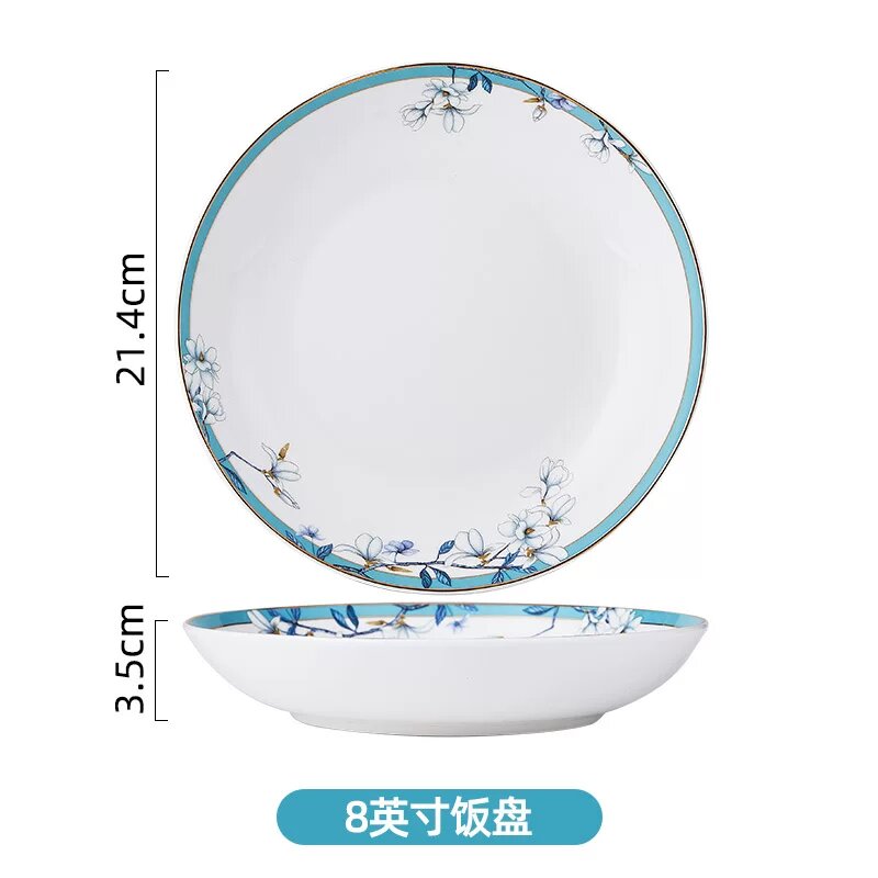 Набор посуды из костяного фарфора: новые тарелки в китайском стиле, керамические тарелки для завтрака 2023 года, набор