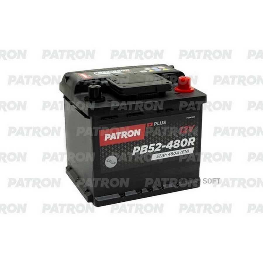 АКБ PATRON PLUS 12V 52AH 480A (R+) 207x175x190mm 12,2kg от официального дистрибьютора, PATRON, артикул PB52480R