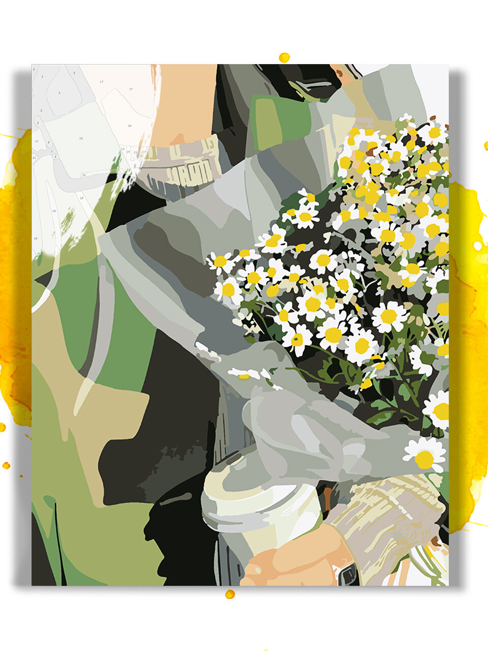 Картина по номерам на холсте Кофе и ромашки, 40 х 50 см