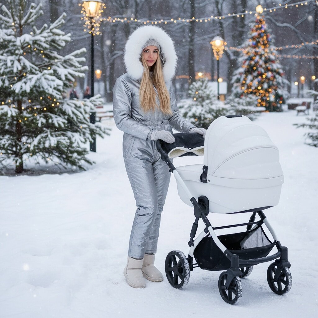 Муфта для рук на коляску, санки меховая, чёрный.