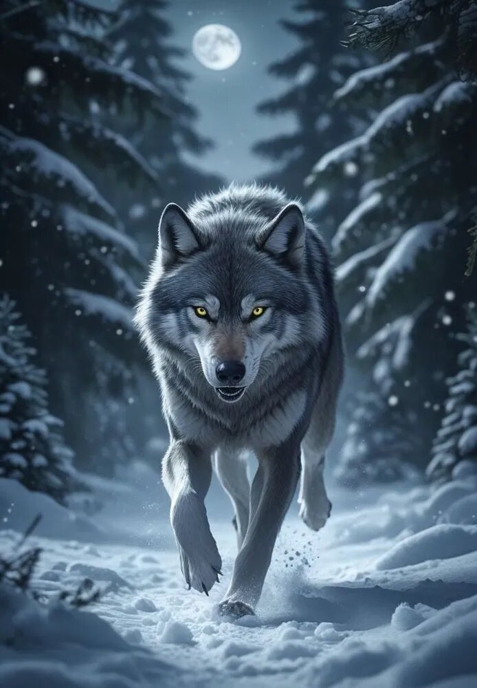 Алмазная Картина "волки" 40х50 См Алмазная Вышивка / Картина Стразами Подарков