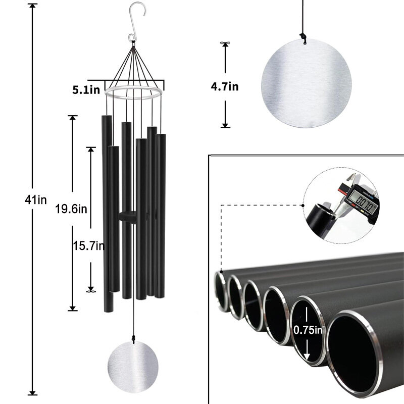 32-дюймовое алюминиевое кольцо, популярный тюнинг, большой ветровой колокольчик для отдыха на улице, низкочастотный металлический памятный ветровой колокольчик, экспорт через границу