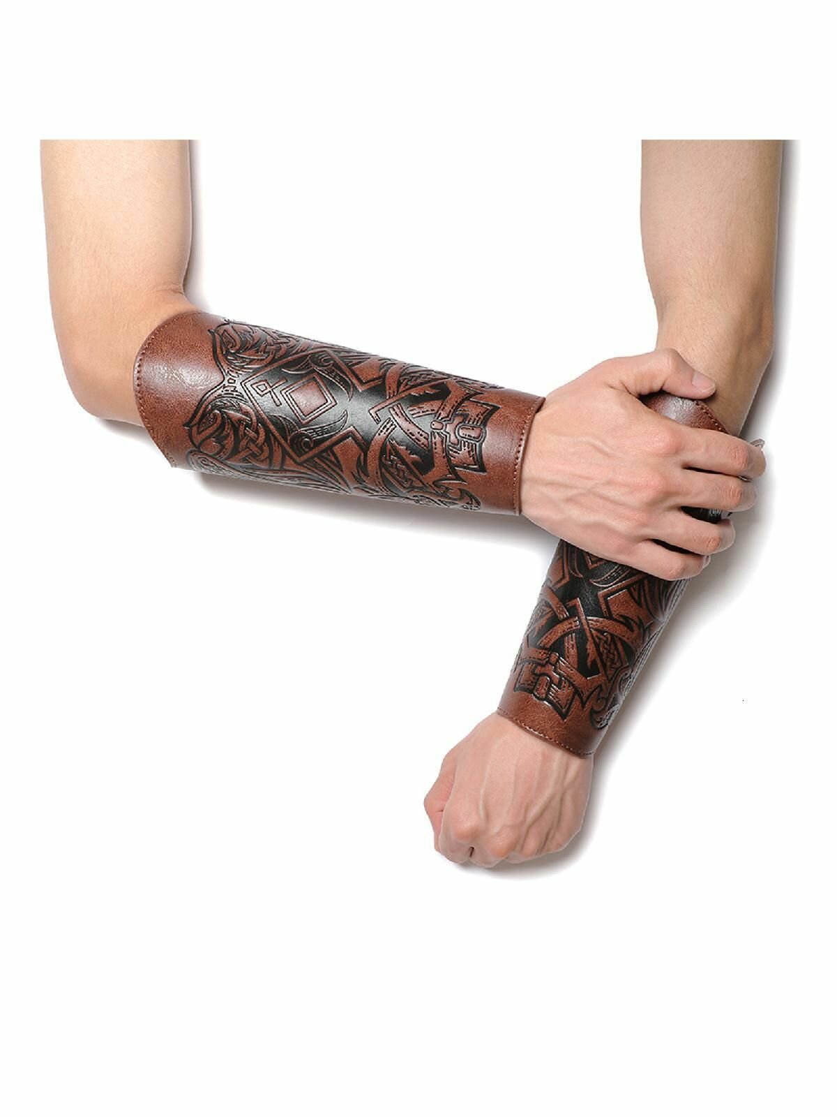 Ларп тисненый наруч для костюма, Коричневый