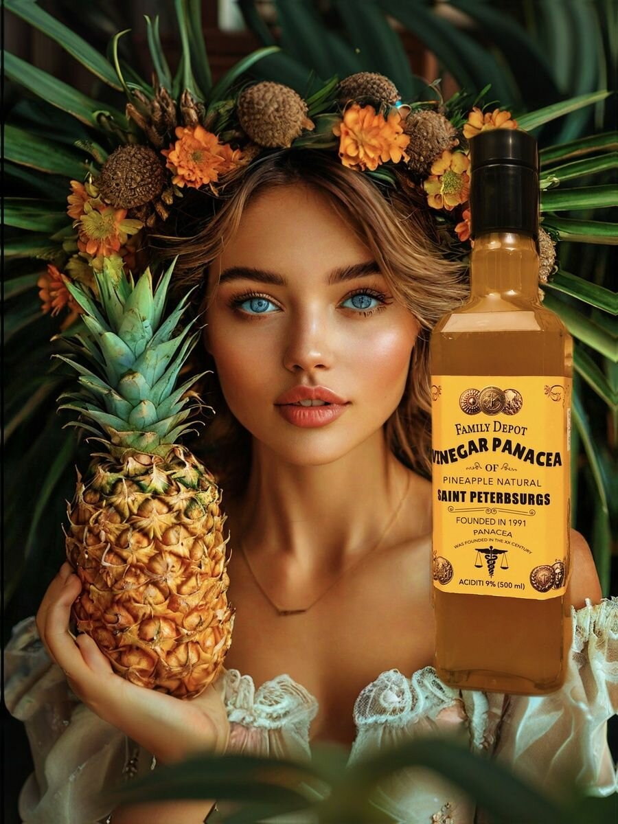 Уксус Ананасовый Панацея 0,5 л./Натуральный живой нефильтрованный/