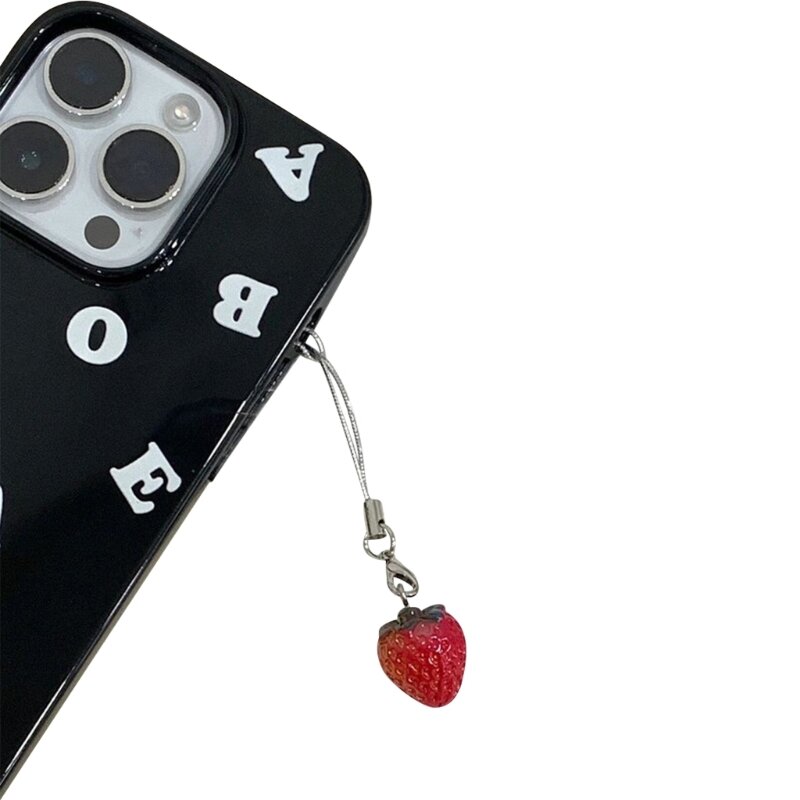 Уникальный Аксессуар для Телефона Ручной Работы с Клубникой на Подвеске для Модных Людей