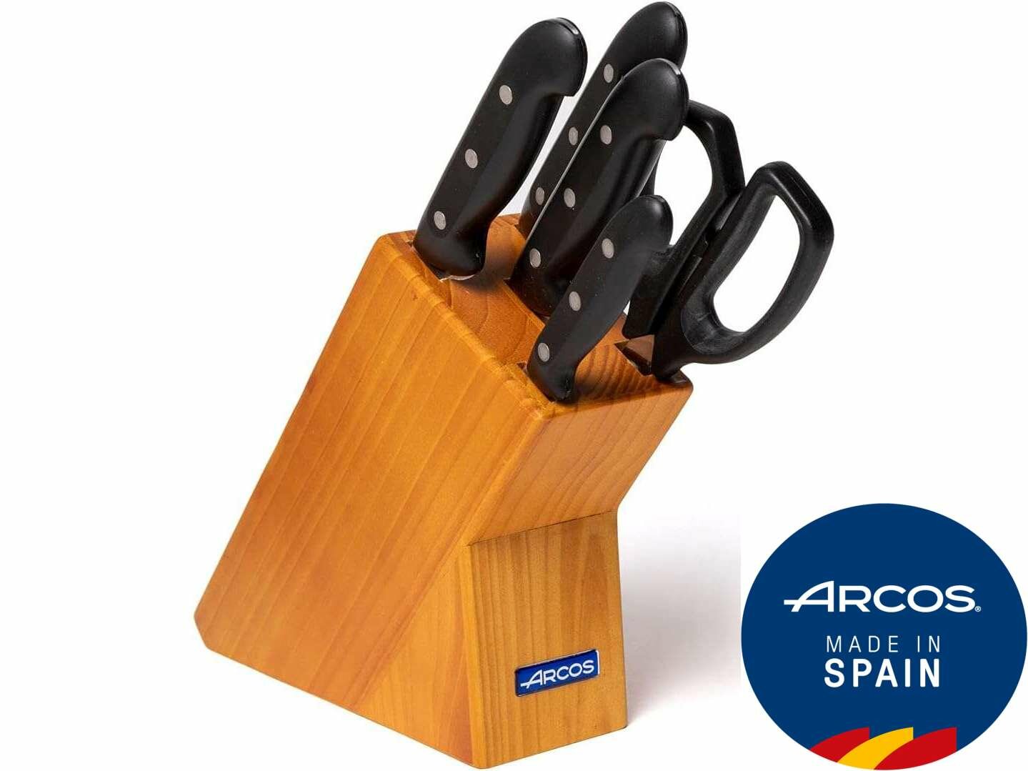 Набор ножей Arcos Maitre 5 предметов кованный Испания, с ножницами, в подставке из сосны
