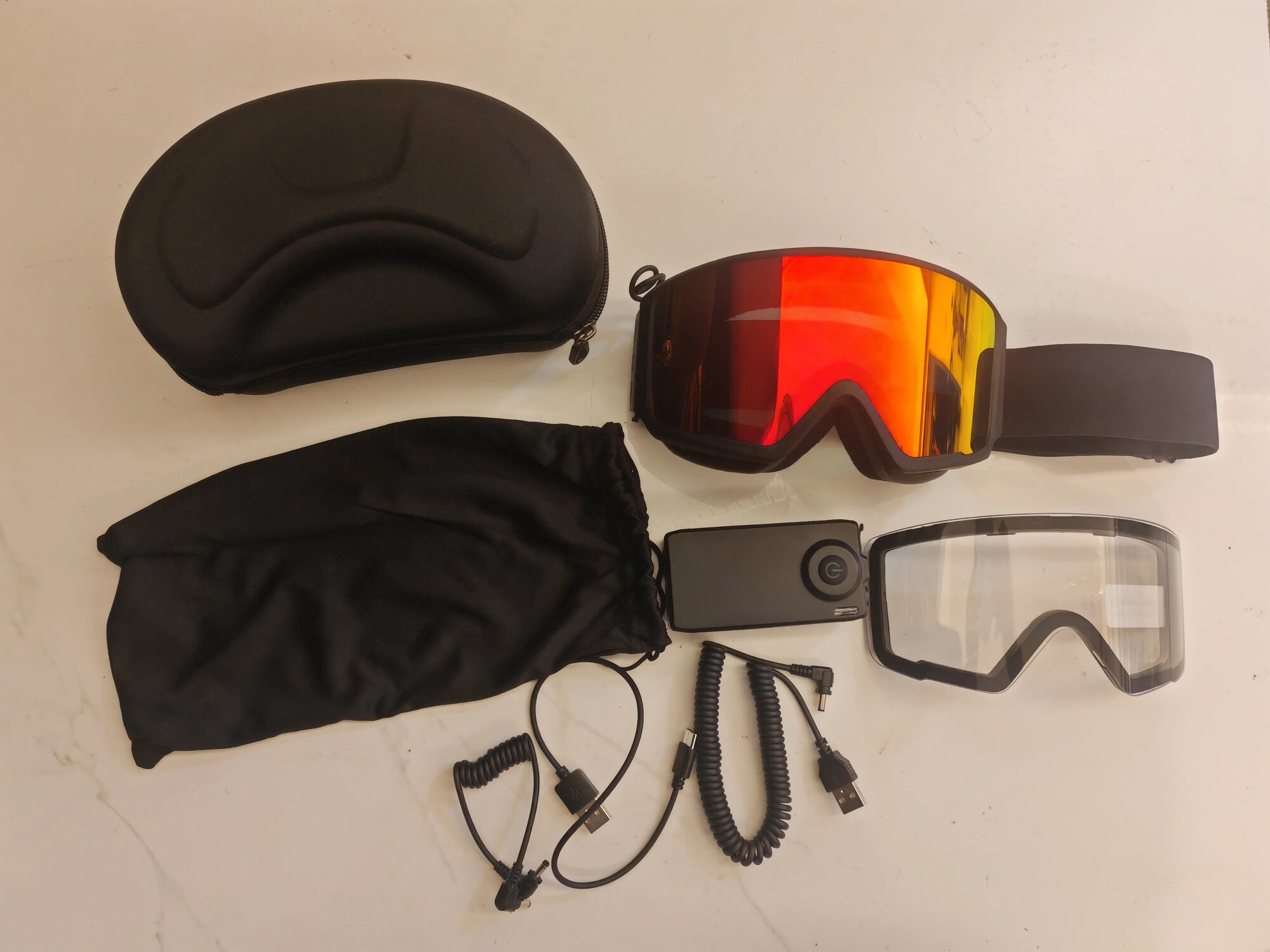 Очки для лыж с подогревом, red clear lens