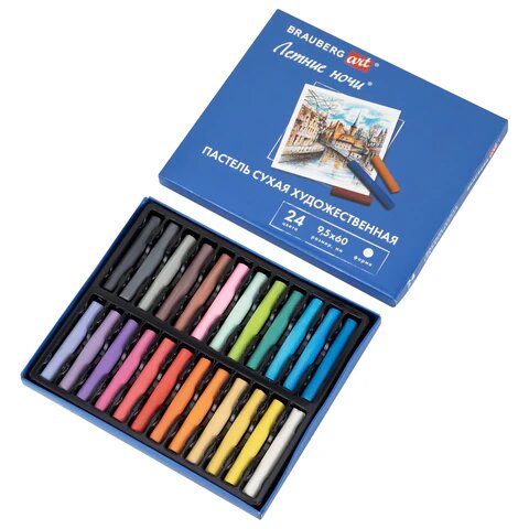 Пастель сухая художественная BRAUBERG ART "Летние ночи", 24 цвета, круглое сечение, 182090