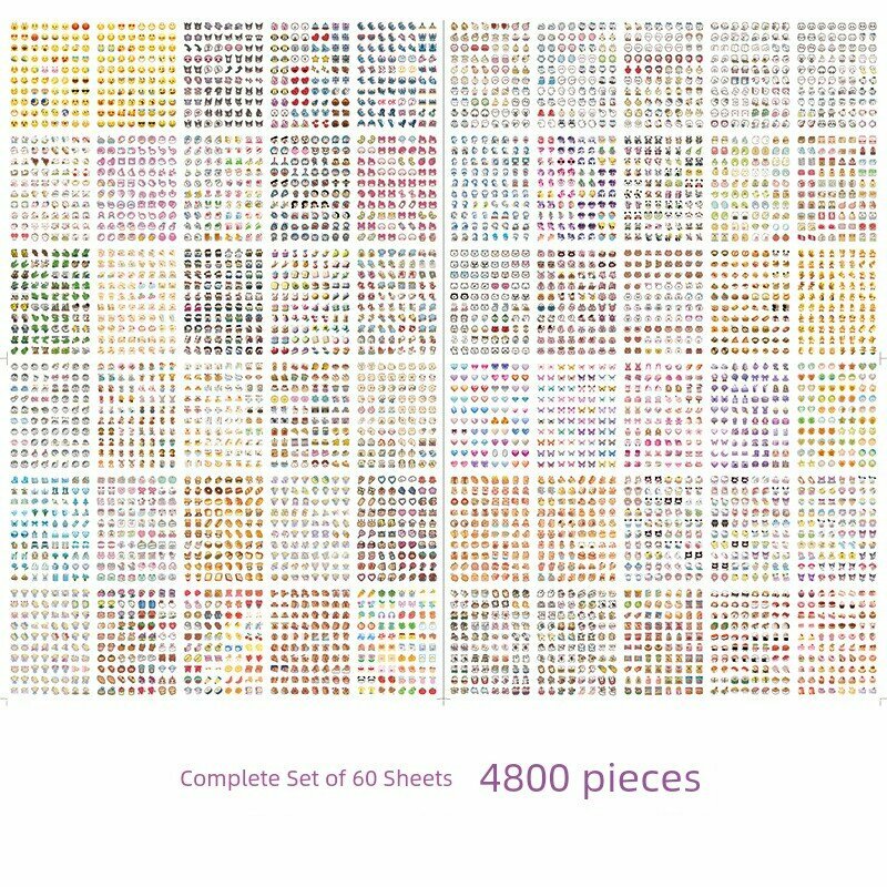 Мини-альбом с 4800 прозрачными наклейками для девочек, 60 уникальных страниц, подарочный набор с пинцетом