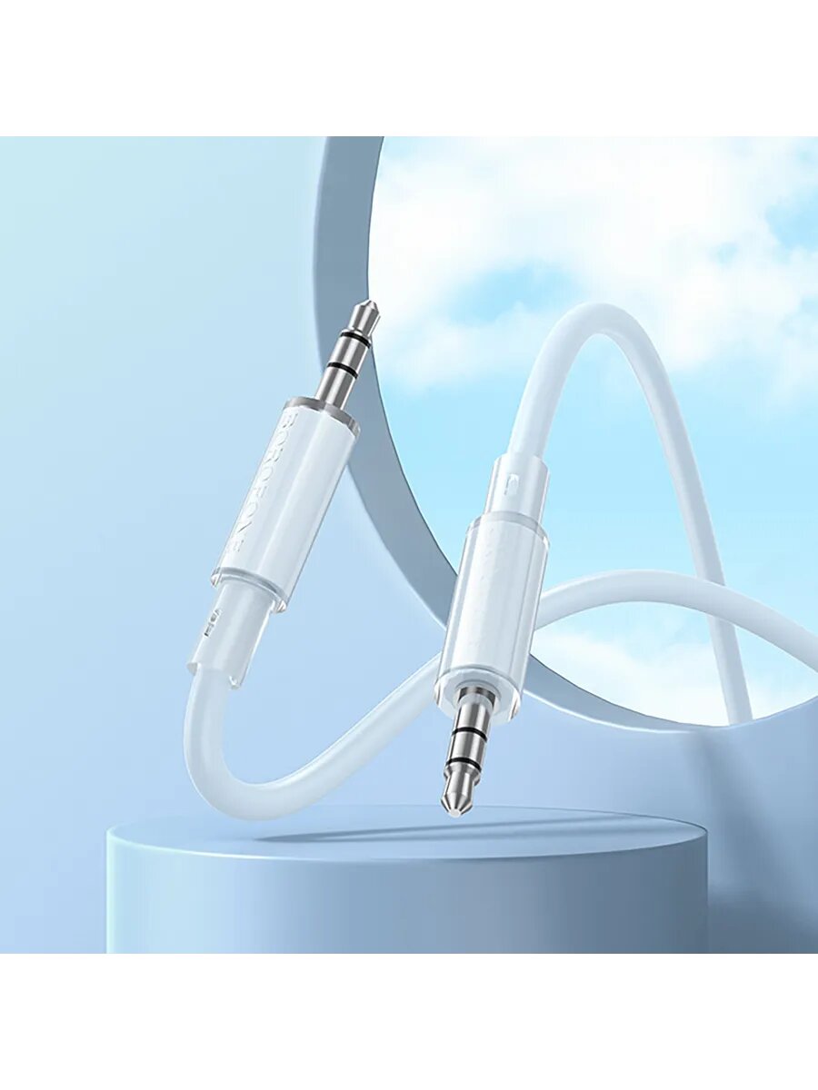 Кабель AUX mini jack (3.5 mm - 3.5 mm) Borofone BL21 100см белый