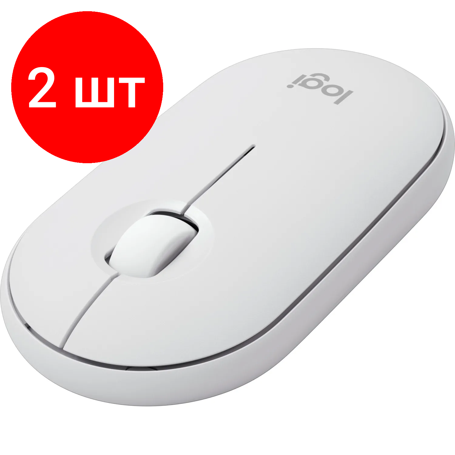 Комплект 2 штук, Мышь компьютерная Logitech беспр. M350S Pebble 2 BT TONAL WHITE 910-007013