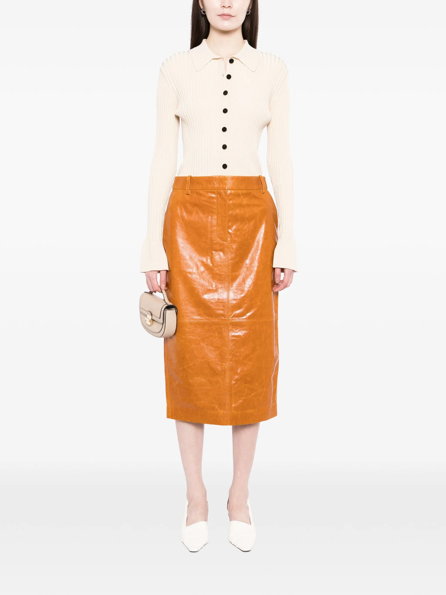 Юбка Co Leather pencil skirt, размер 4, коричневый — фото 1