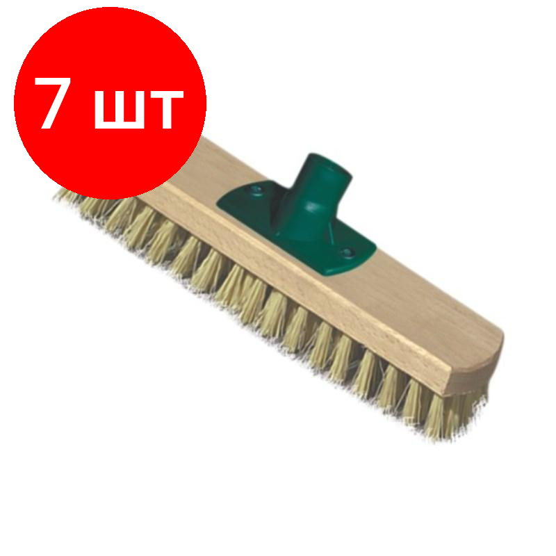 Комплект 7 штук, Щетка для пола б/черенка деревянная York 000300