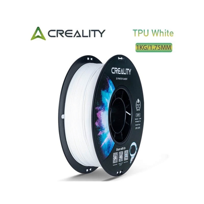 Филамент CREALITY TPU 1.75мм 1кг белое — твердость 95A по Шору, упругой, оригинал