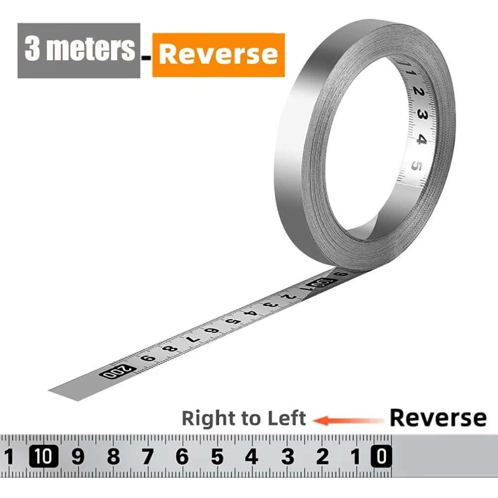 Нержавеющая самоклеящаяся измерительная лента шириной 12 мм, металлическая рулетка 1/2/3 метра, линейка из нержавеющей стали с клейкой подложкой
