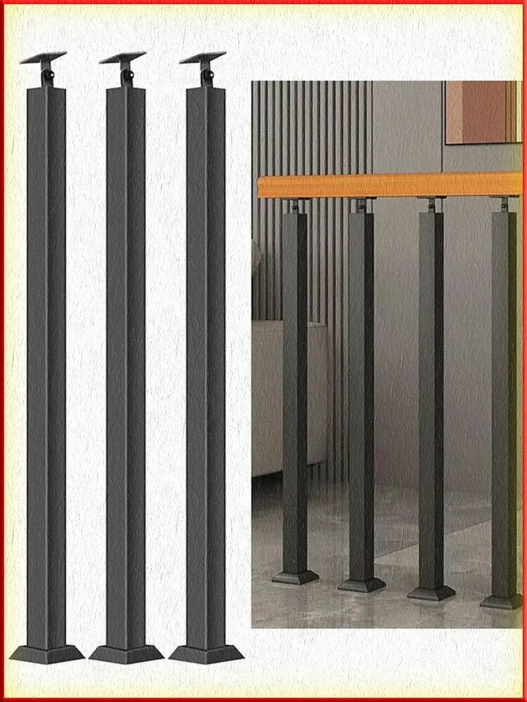Металлические стойки для лестничных перил, кованые опоры черного цвета с креплениями для дома, лофта, крыльца