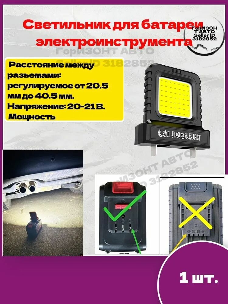 Kersenis универсальная LED-рабочая лампа для аккумуляторов 20-21В, широкая засветка, освещение на стройплощадках
