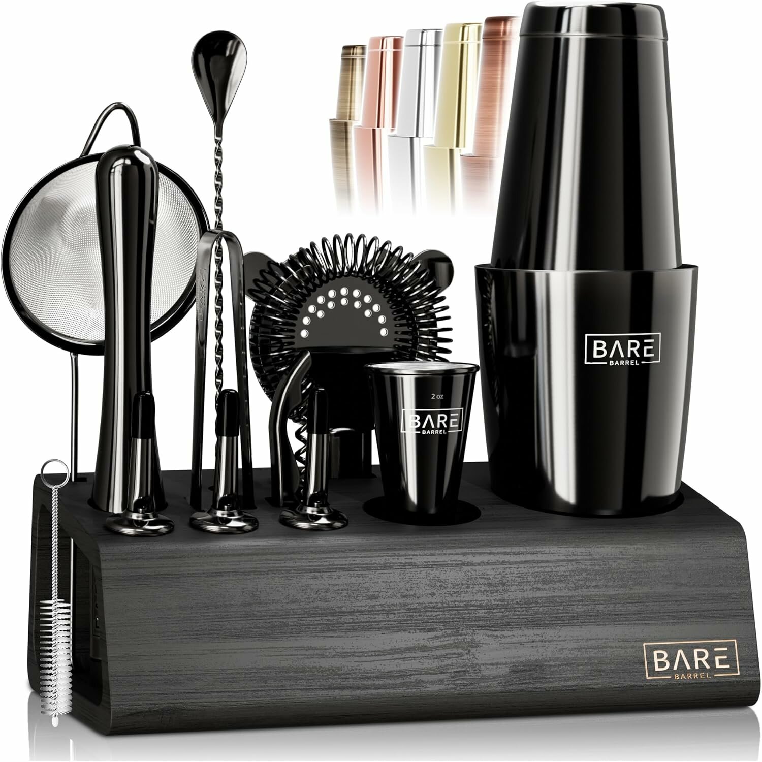 BARE BARREL Набор для приготовления коктейлей 16 предметов Cocktail Making Kit 14-Piece - Jet Black/Black