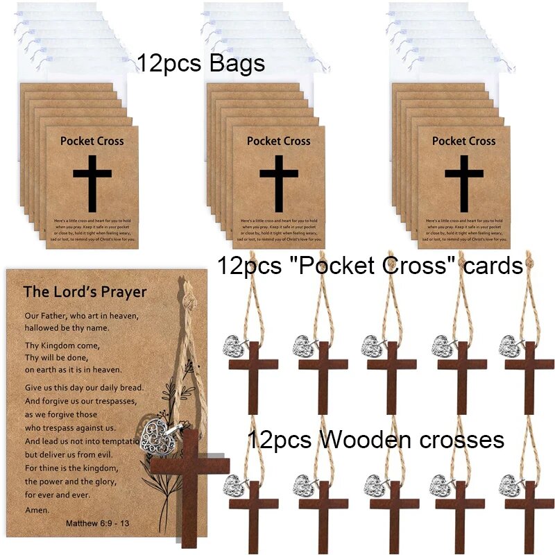Комплект из 12 деревянных крестиков