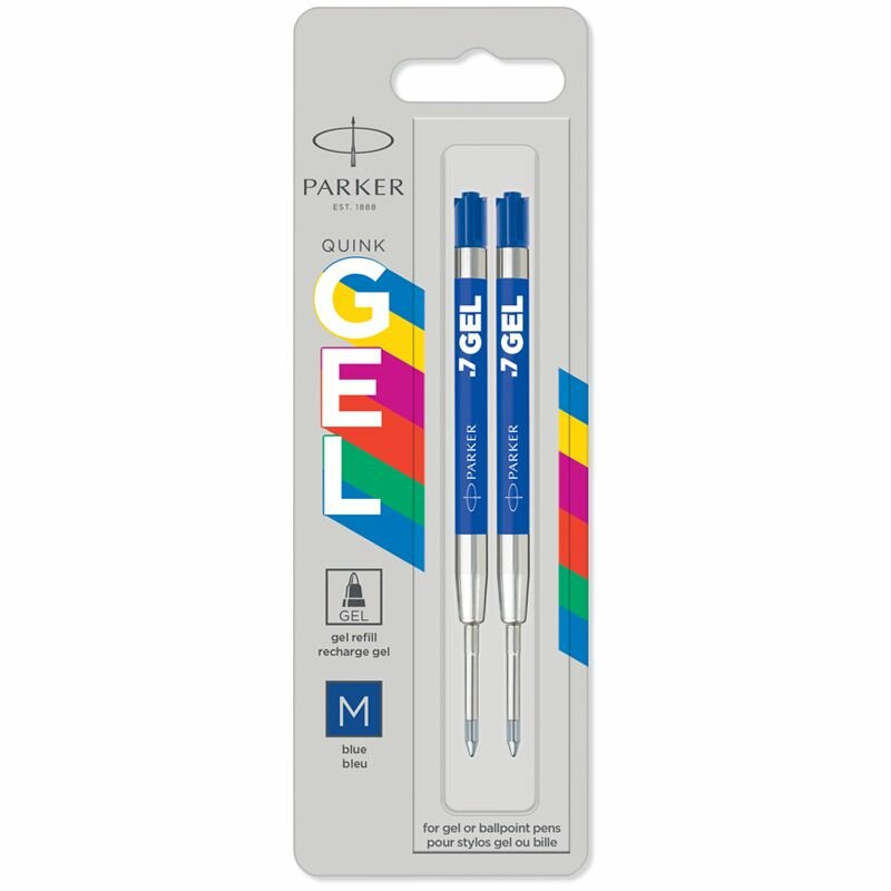 Стержень гелевый Parker "Gel Ball Point" синий, 98мм, 0,7мм, 2шт, блистер