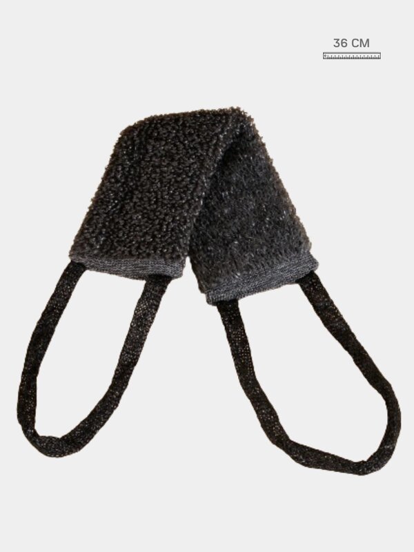 Мочалка длинная для бани и сауны с поролоном, черная