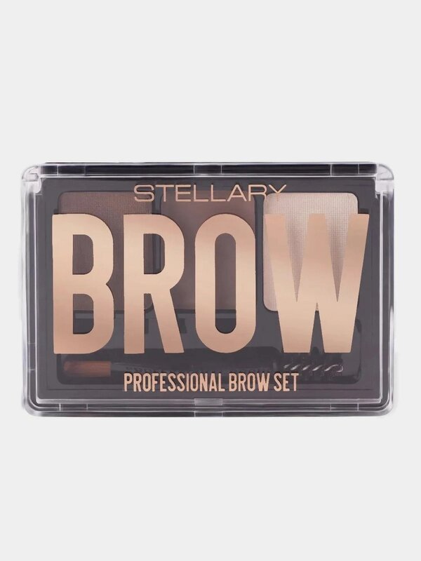 Набор для бровей STELLARY, тон 02, коричневый, 2,4 г