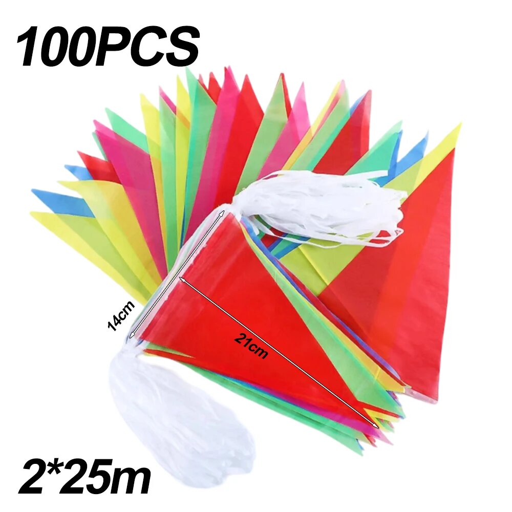 Праздничные красочные треугольные флаги 100 шт 50 м