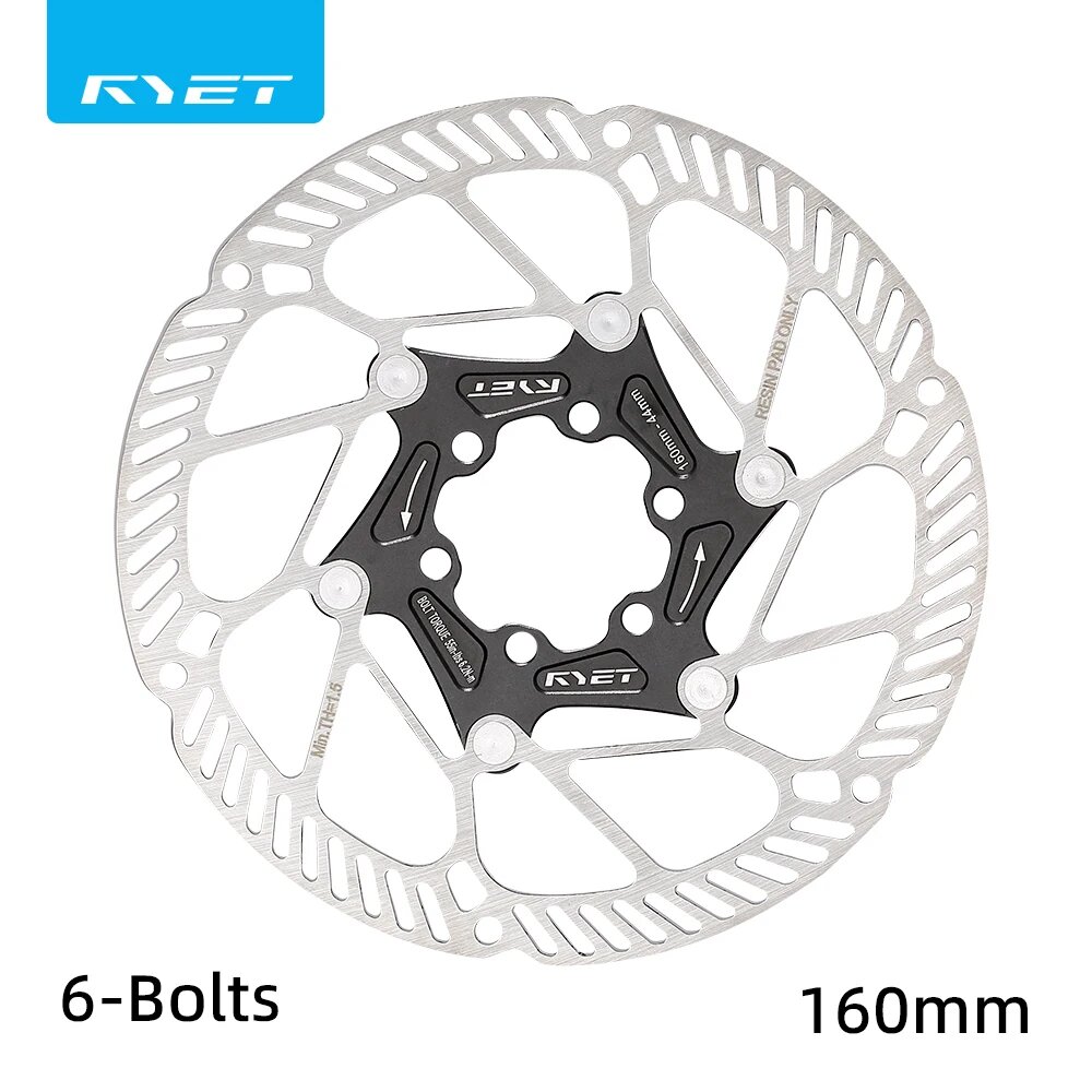RYET Дисковый тормозной ротор AeroFlux A1 140/160 мм Black 6 Bolts 160