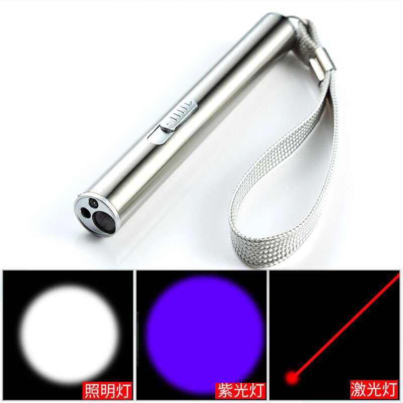Сильный свет мини-фонарик фиолетовый анти-подделки денег детектор лампа инфракрасная лазерная указка три в одном луна