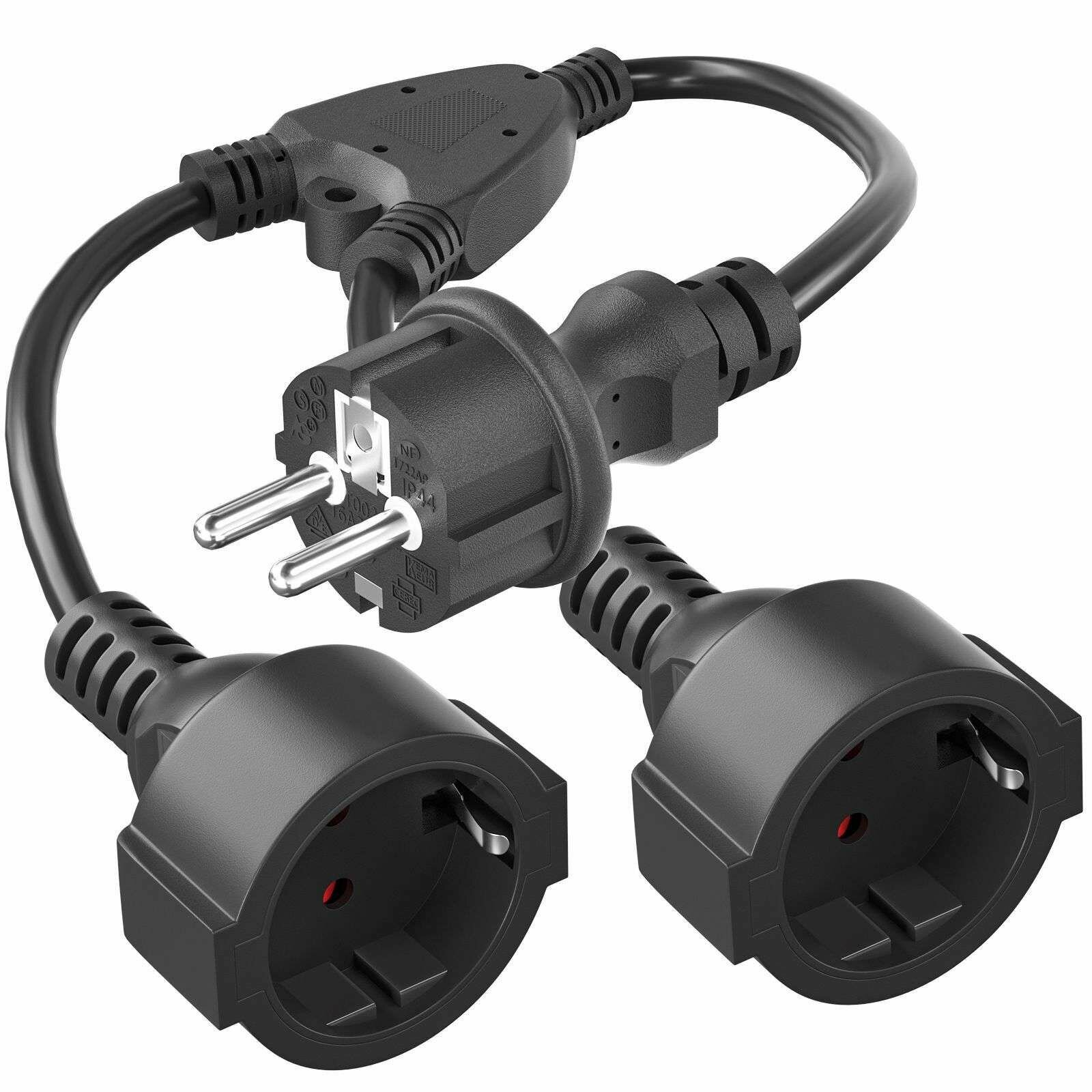 HITRENDS Удлинитель-разветвитель EU 1 2, 250V/16A/4000W, огнеупорный+влагостойкий+пылезащитный , безопасное подключение для нескольких устройств
