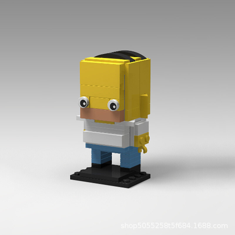 MOC Huomo-Simpson Square Head Boy, маленькая головоломка с частицами, строительный блок, игрушка, модель в подарок