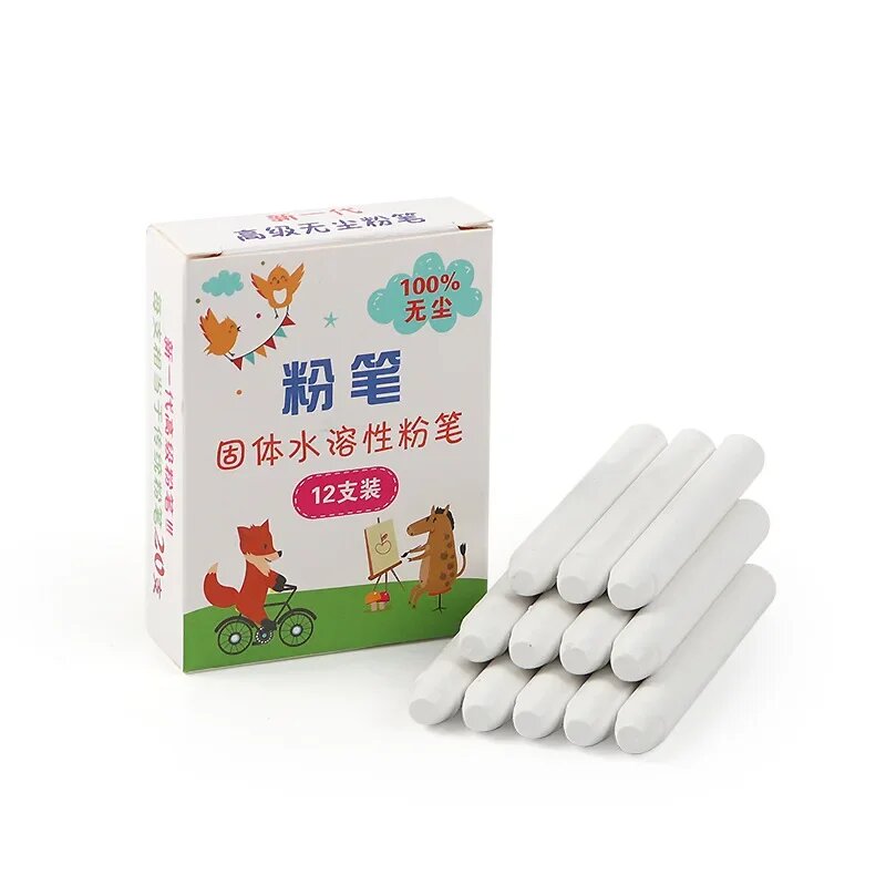 Беспыльный водорастворимый мел, 12 шт. 12pcs white