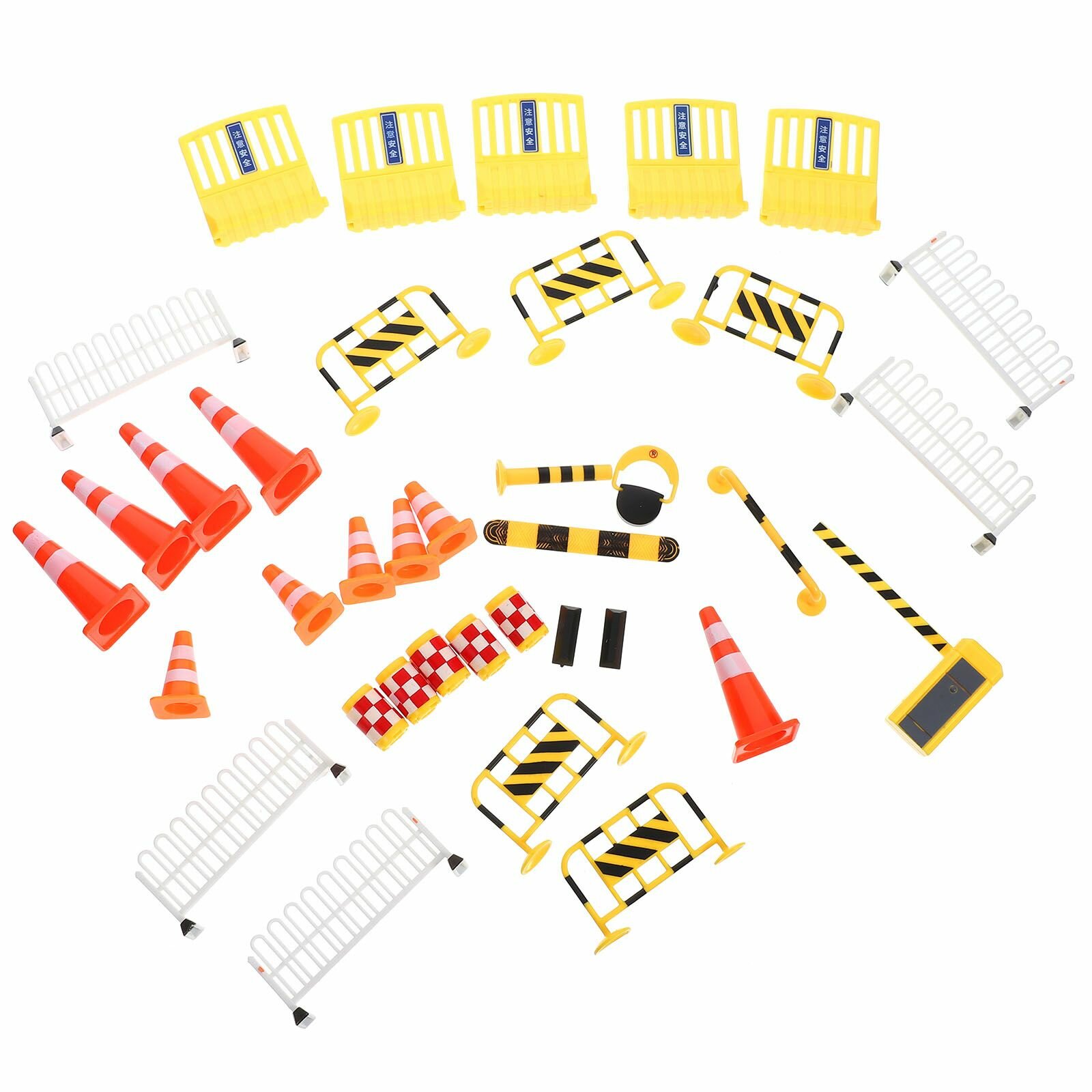 Набор пластиковых миниатюрных дорожных знаков и барьеров для детской игровой площадки