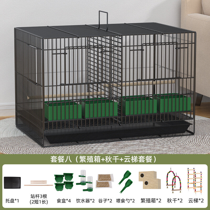 Большая клетка для птиц для домашнего использования, для попугаев, волнистых попугаев, корелл, неразлучников, с перегородкой, двойной ящик для разведения, птичье гнездо