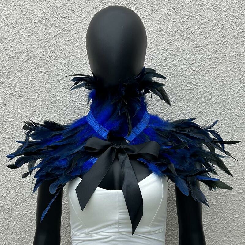 Маскарадная вечеринка на Святой День 20.26million года, перьевая труба, 2-слойный шаль, накидка, жилет, искусственный воротник, многоцветный, опционально, кросс-бордер