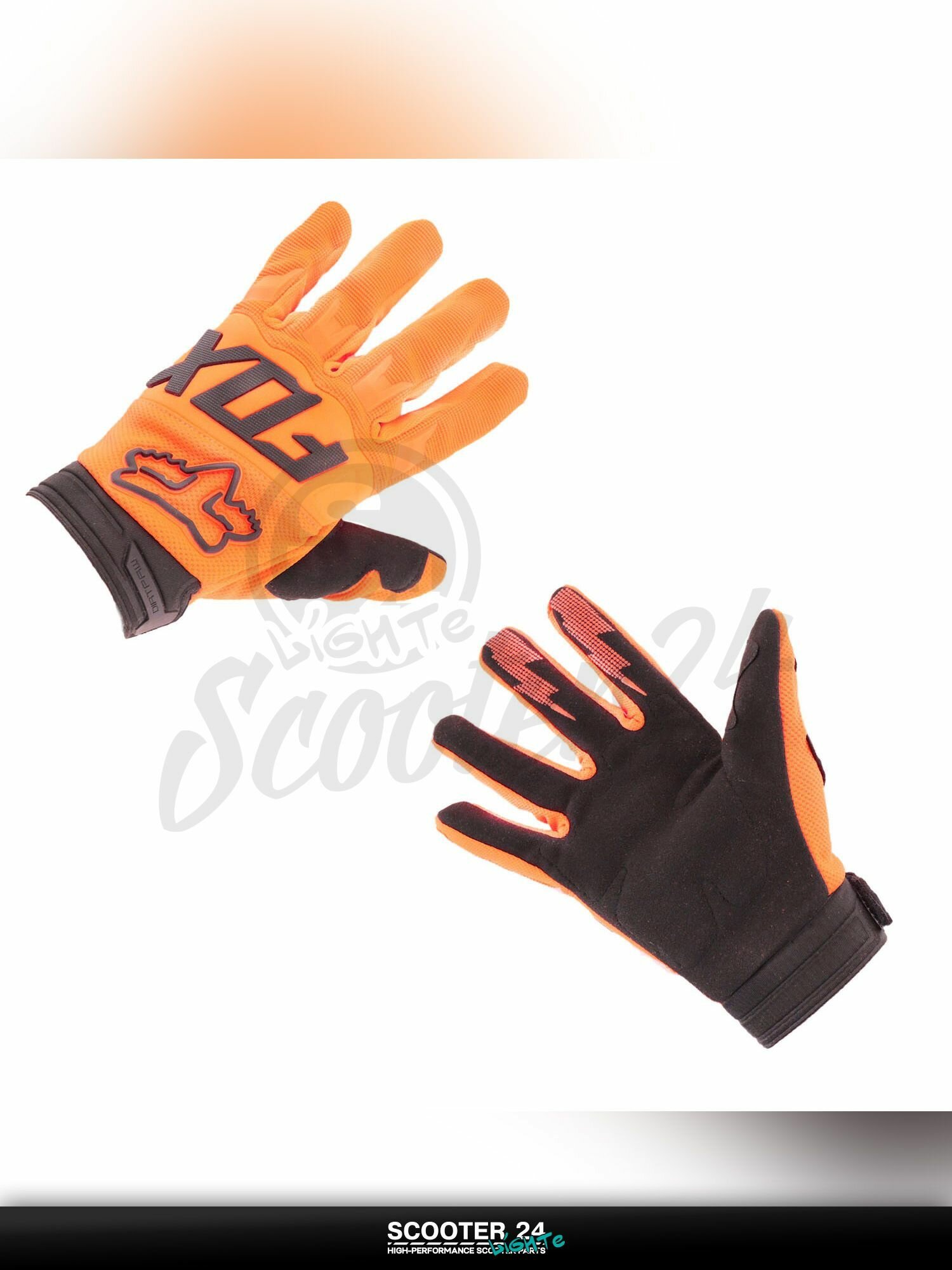 Перчатки мото универсальные, эндуро / питбайк "FOX" (mod:033, size: XL, черный-оранжевый) "DIRTPAW"